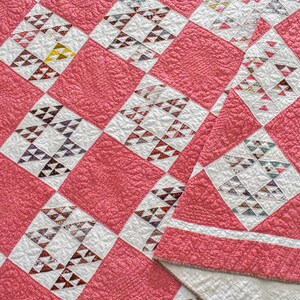 Antique Quilt, Double Pyramid Pattern Quilt, Vintage Quilt, Madder ...