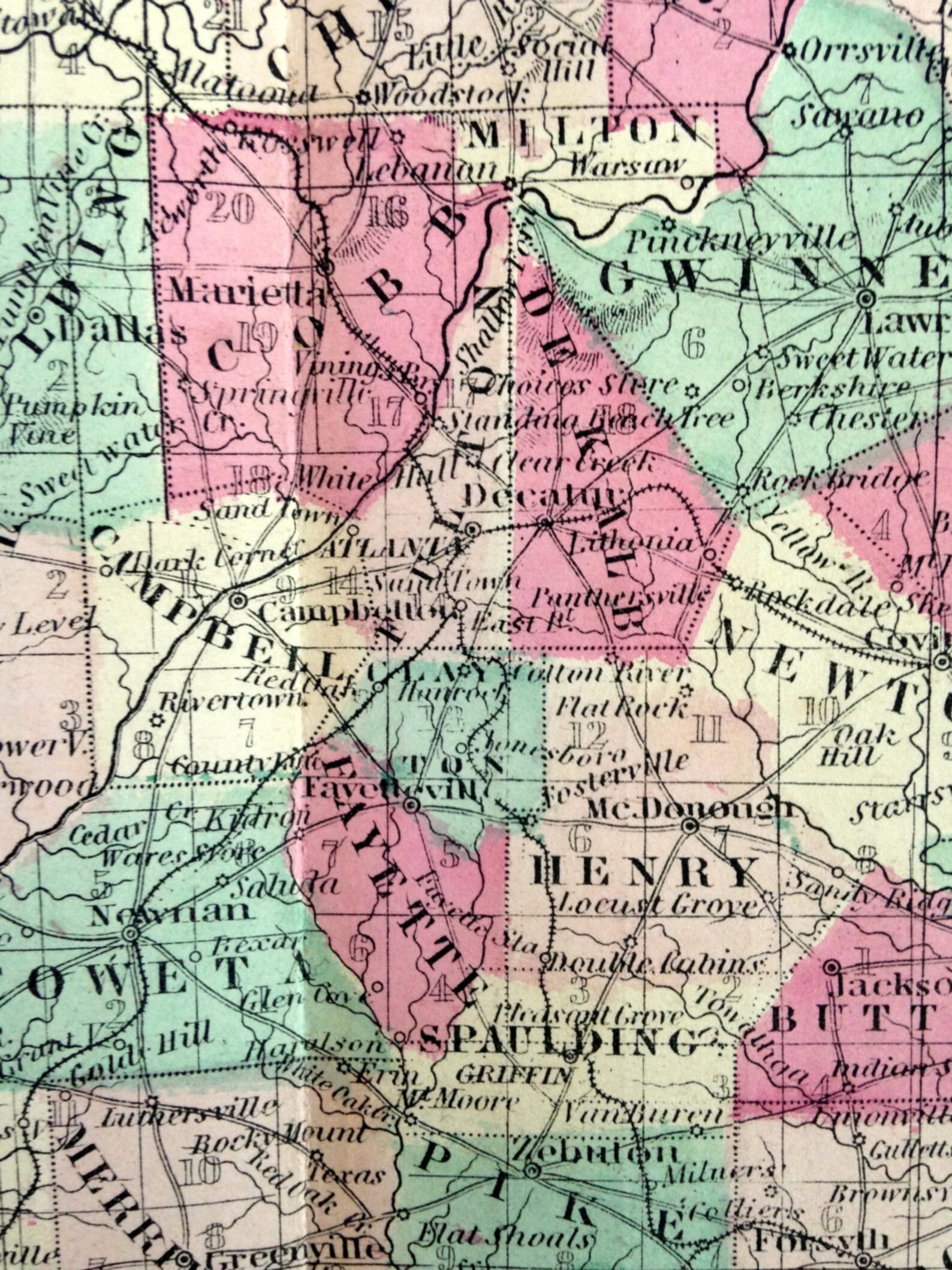 Antique Map of Alabama and Georgia 1863 Johnsons Family | Etsy