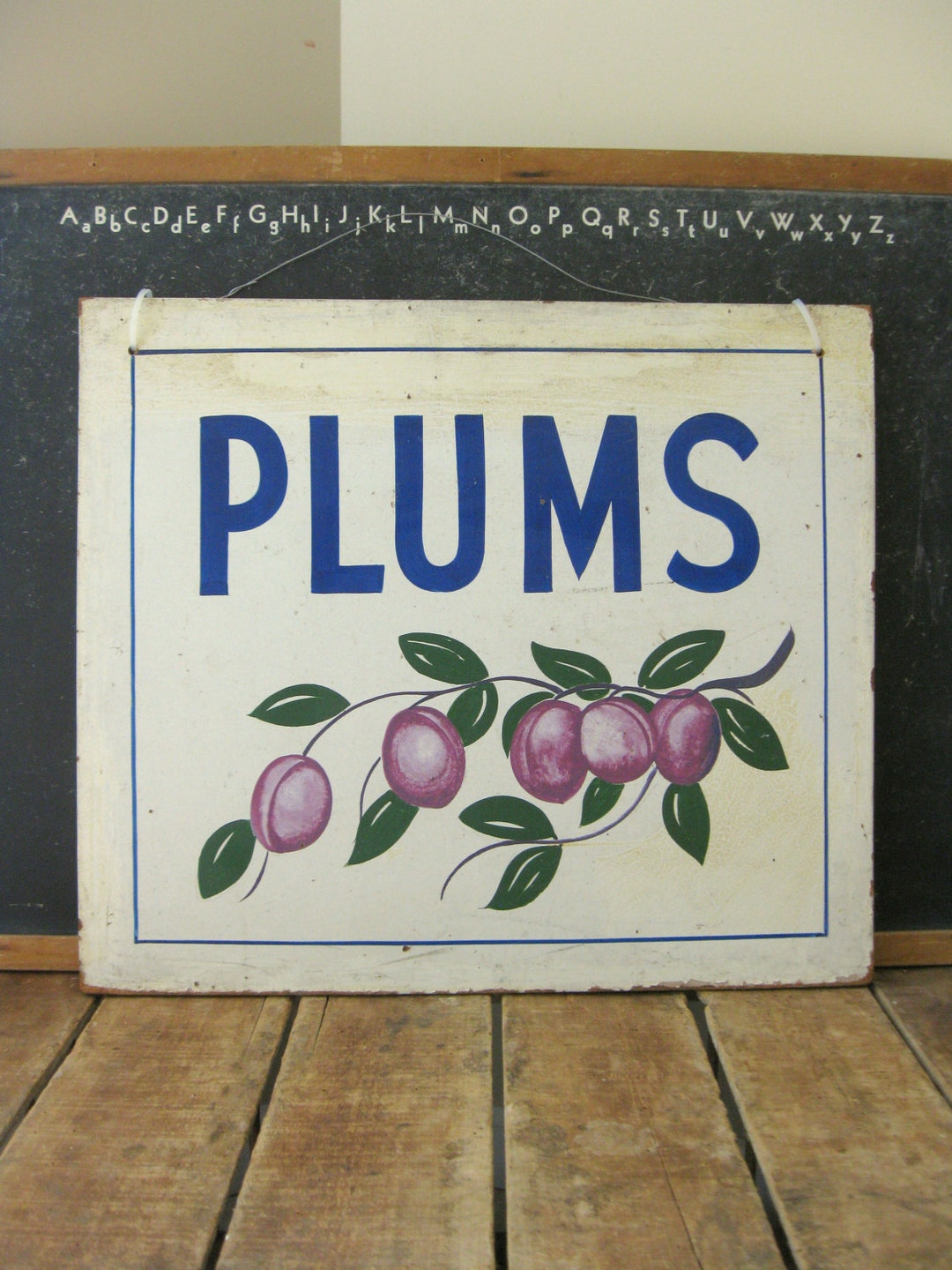 Antique Painted Sign Plums Sign Vintage Produce Sign Farm - Etsy