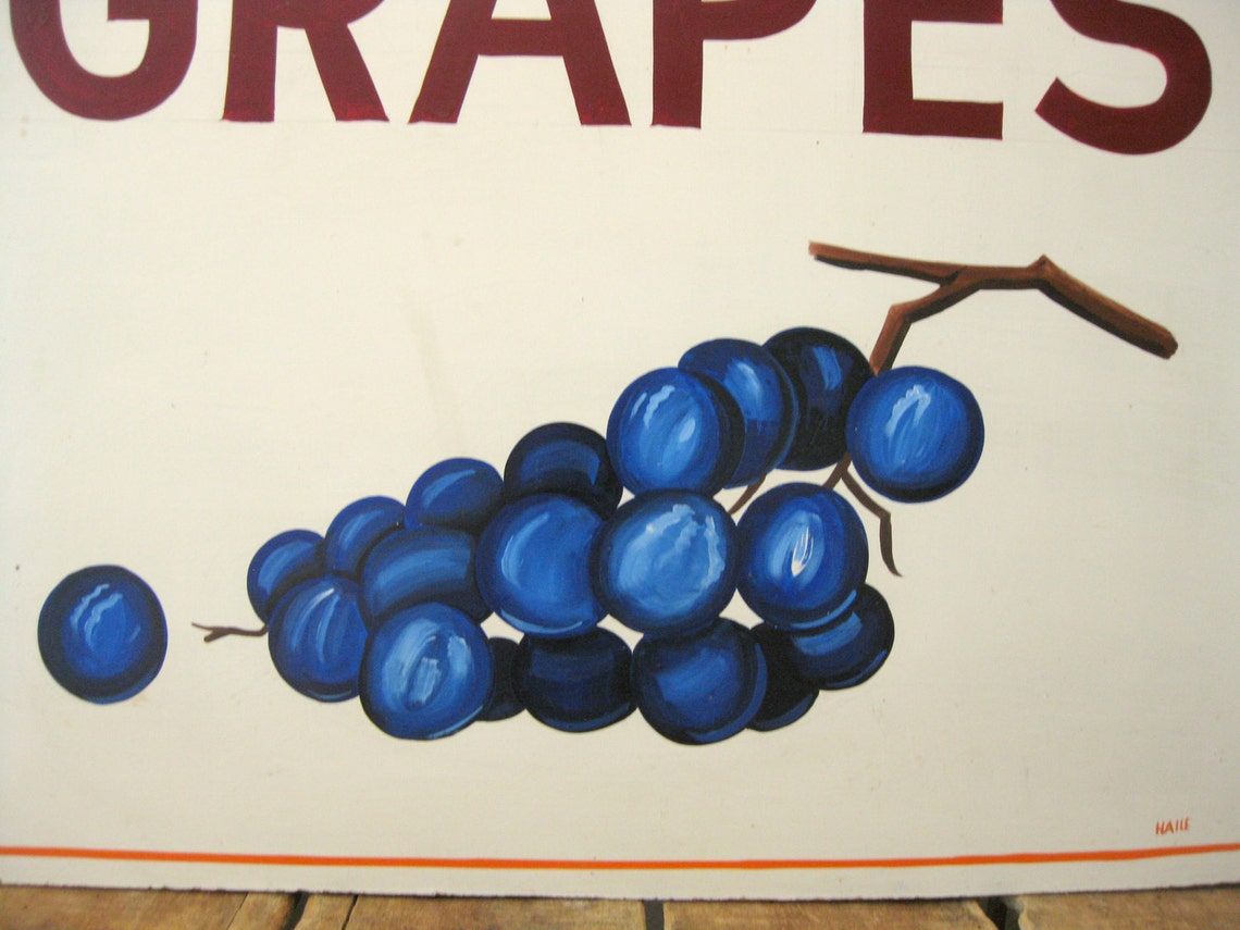 Antique Painted Sign, Concord Grapes Sign, Vintage Produce Sign, Farm ...