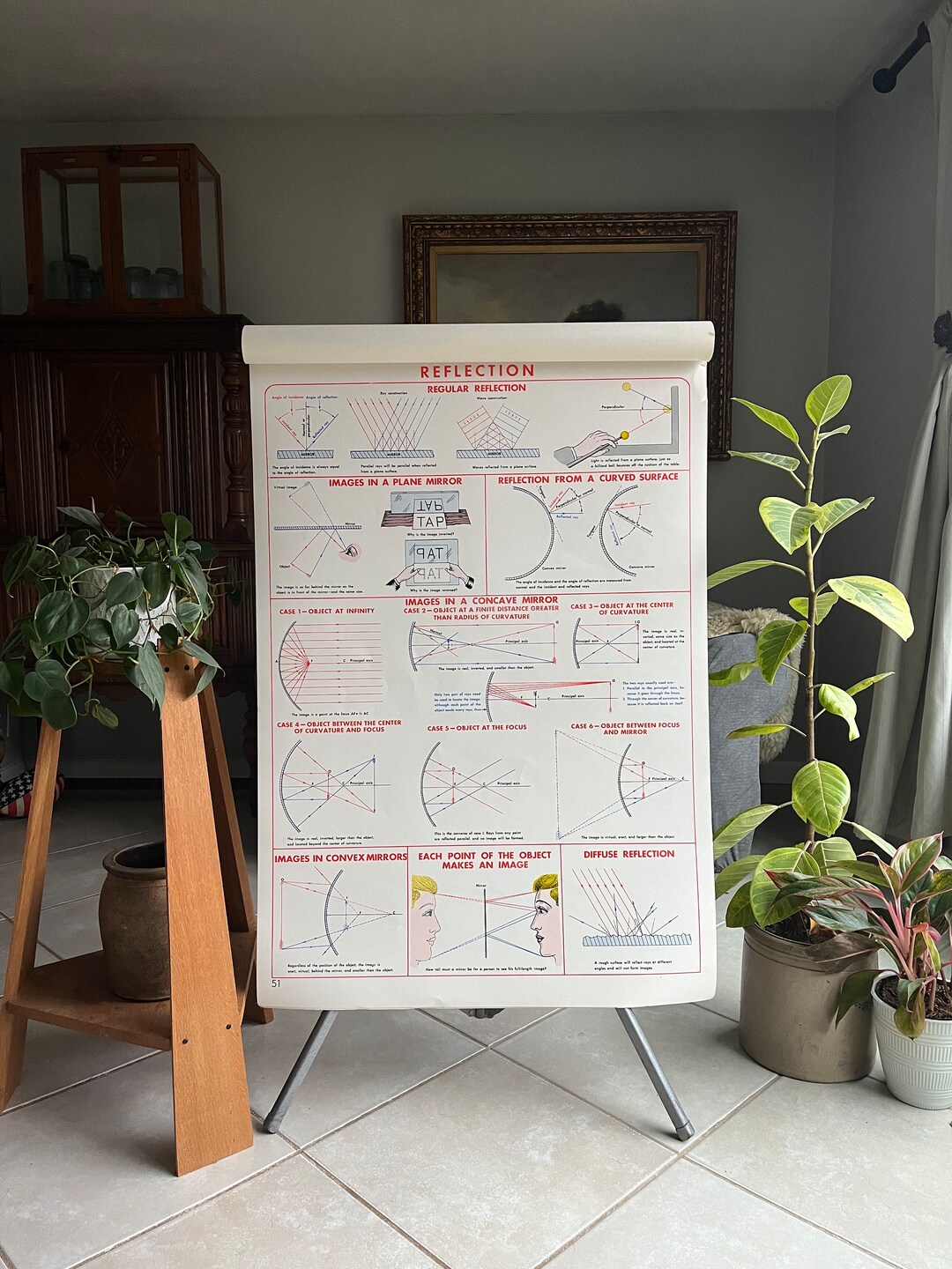 Vintage School Chart, Reflection, Vintage Physics Chart, 1952 Science ...