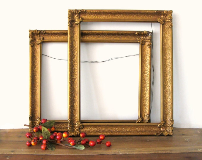 Antique Ornate Gold Frames, Pair of Matching Large Gold Gesso Frames ...