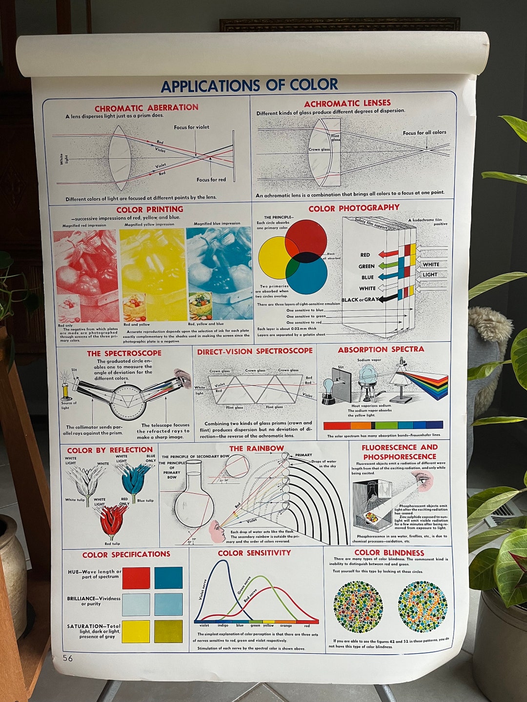 Vintage School Chart, Applications of Color, Vintage Physics Chart ...