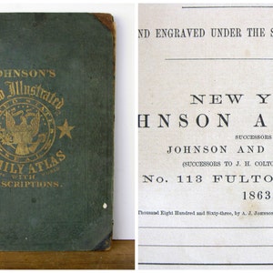 Antique Map of Alabama and Georgia, 1863 Johnsons Family Atlas, Genuine ...