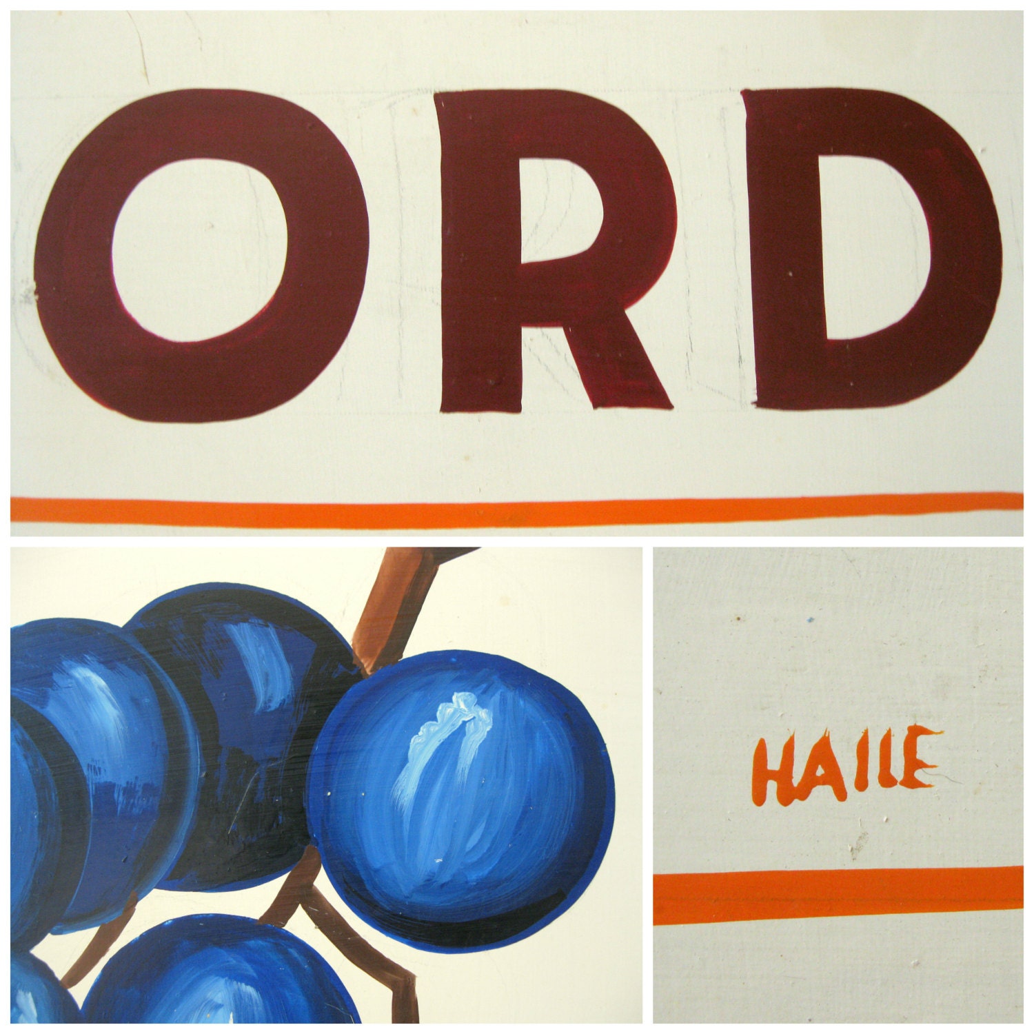 Antique Painted Sign, Concord Grapes Sign, Vintage Produce Sign, Farm ...