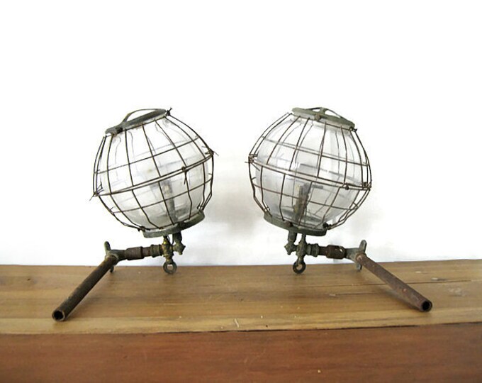 Antique Colt Gas Lamps, Industrial Caged Lights, Barn Lights With Glass ...
