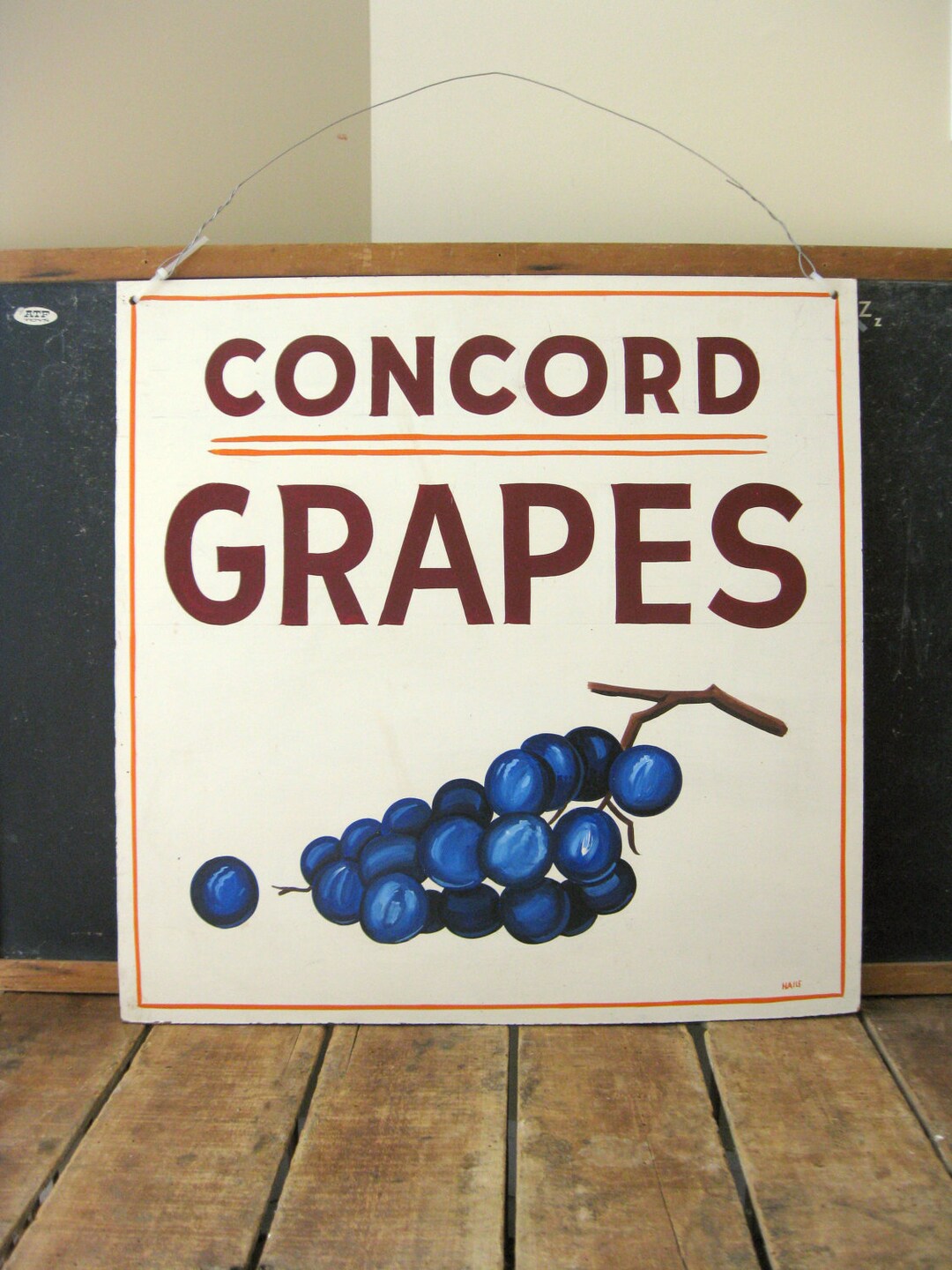 Antique Painted Sign, Concord Grapes Sign, Vintage Produce Sign, Farm ...