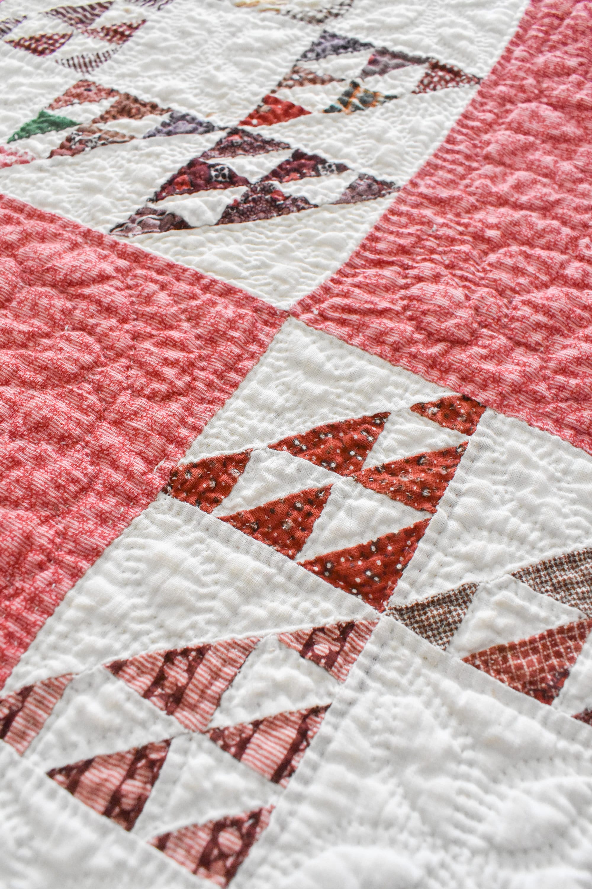 Antique Quilt, Double Pyramid Pattern Quilt, Vintage Quilt, Madder ...