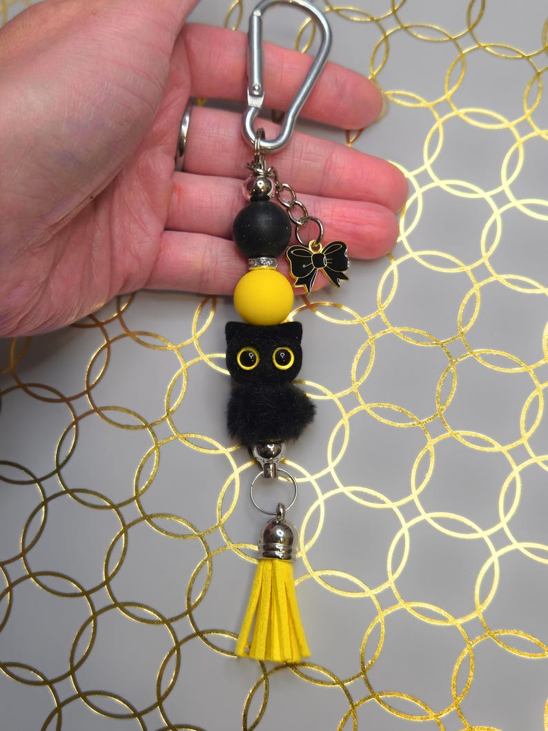 Black Cat Keychain - Etsy