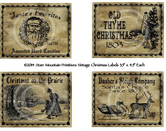 Primitive Christmas Printable Reindeer Food Feedsack 3 | Etsy