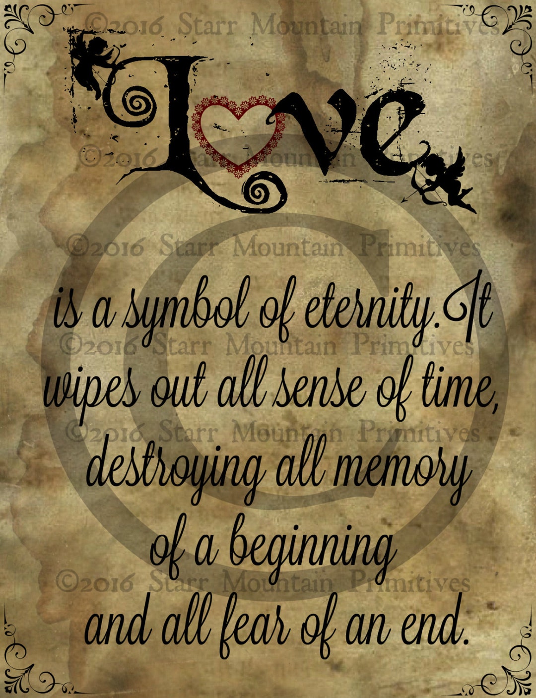Primitive Love Poem Cupid Valentine Label Print Jpeg Digital Image ...