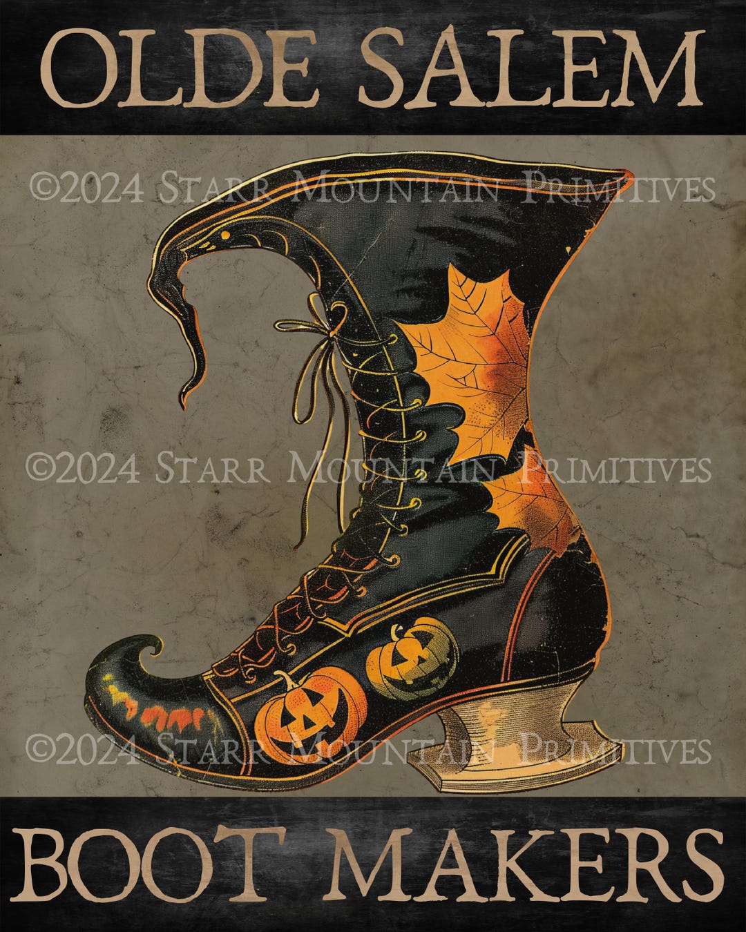 Primitive Colonial Halloween Witch Salem Boot Makers Tavern Sign ...
