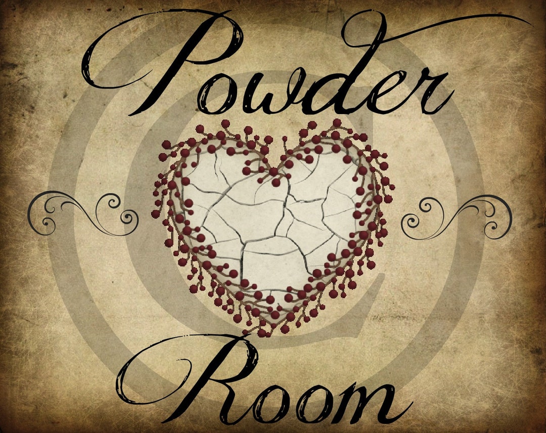 Primitive Powder Room Sign Bathroom Print Jpeg Digital Image Feedsack ...