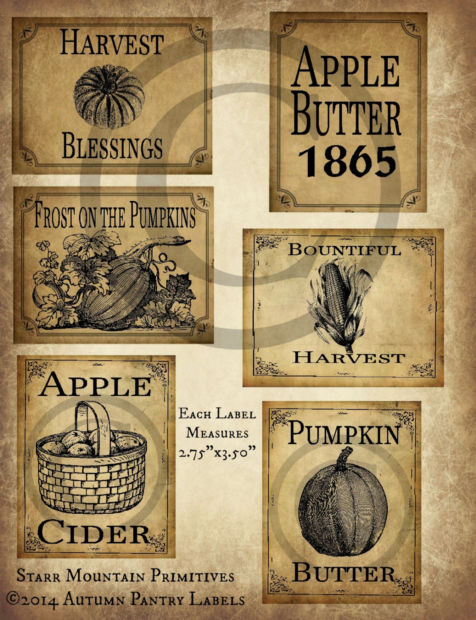 Primitive Autumn Fall Apple Pumpkin Harvest Pantry Logo Labels Jpeg ...