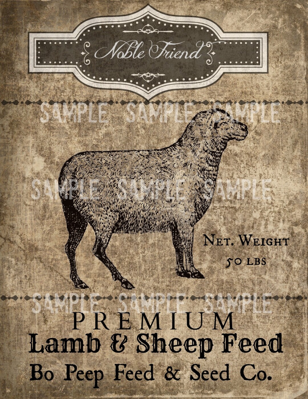 Primitive Vintage Lamb and Sheep Feed Jpeg Digital Image Feedsack Logo ...