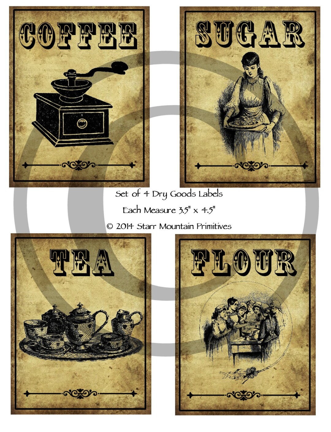 Primitive Dry Goods Canister Pantry Labels Jpeg Digital Apothecary ...