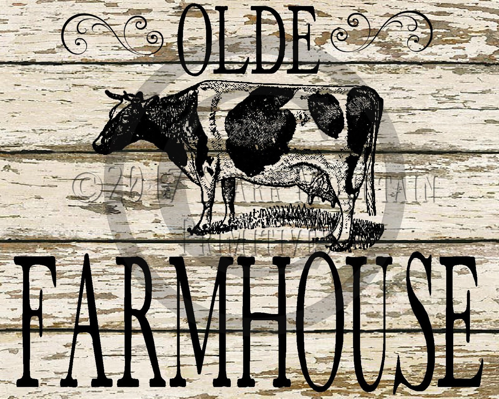 Primitive Cow Farmhouse Chic Shabby Label Jpeg Digital Image - Etsy