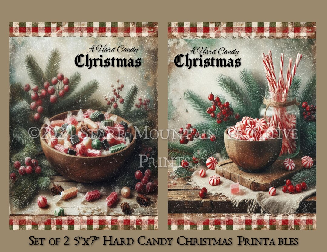 Primitive Farmhouse Vintage Hard Candy Christmas Peppermint Sticks ...