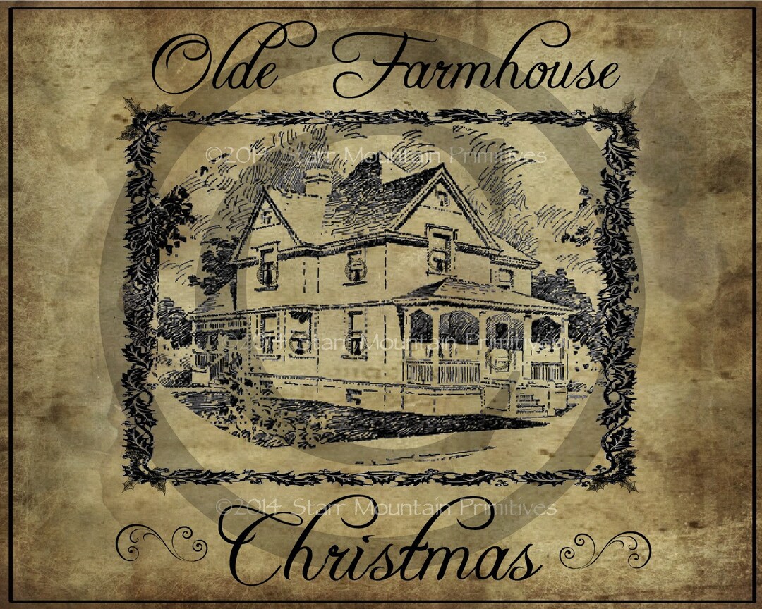 Primitive Vintage Olde Farmhouse Christmas Pantry Logo Label Jpeg ...