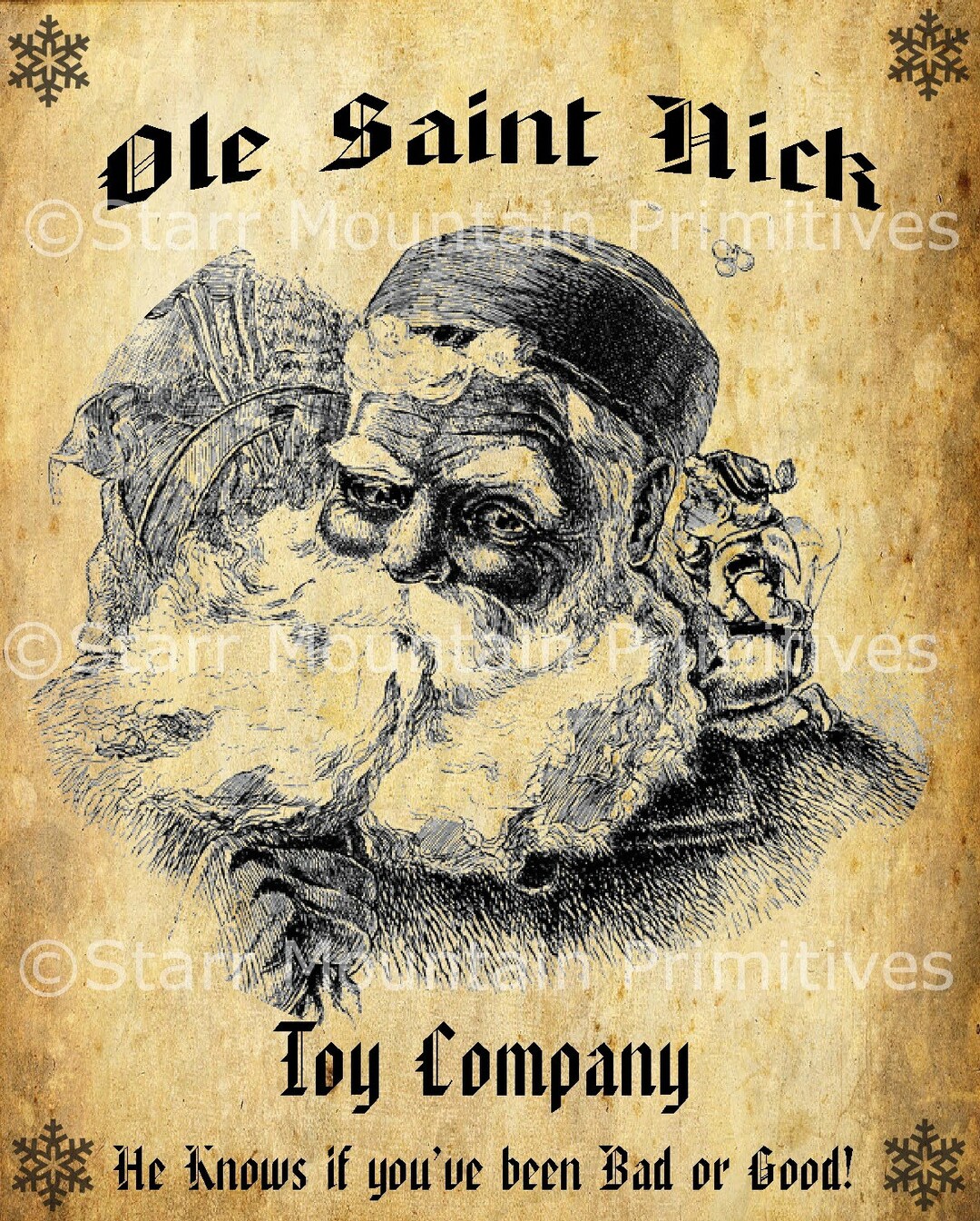 Primitive Vintage Saint St Nick Santa Claus Jpeg Digital Image Pantry ...