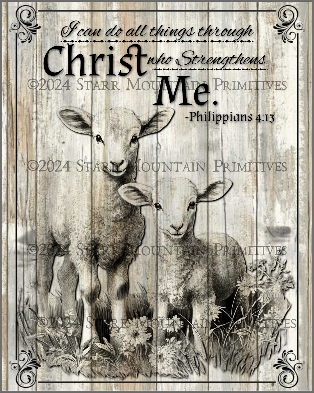 Primitive Vintage Sheep Lamb Inspirational Bible Verse Printable Jpeg ...
