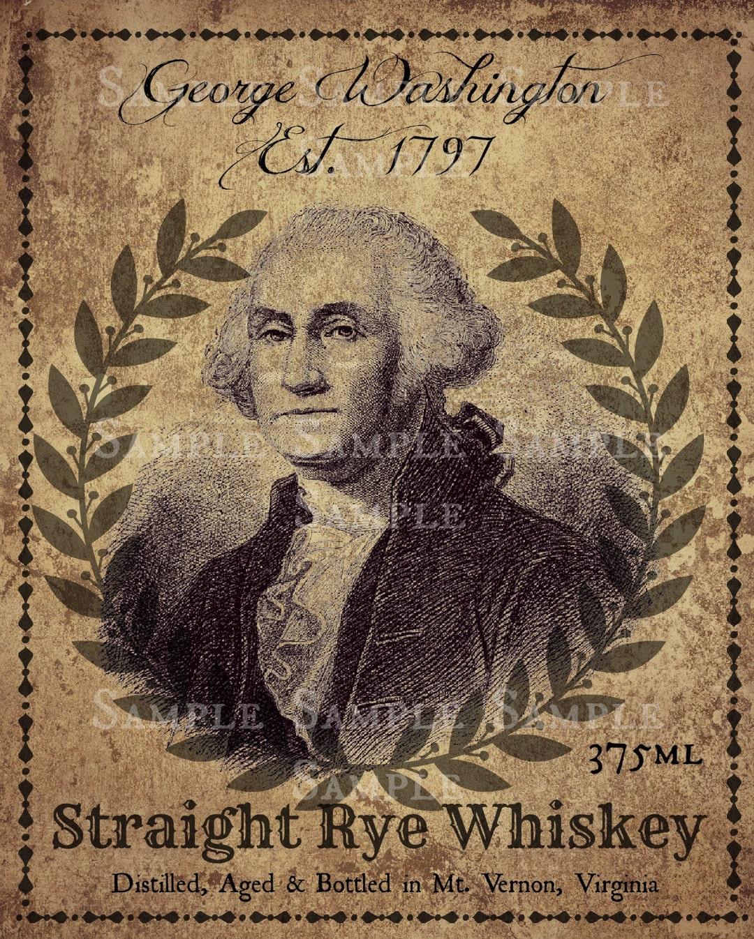 Primitive Colonial George Washington Rye Whiskey Jpeg Digital Image ...