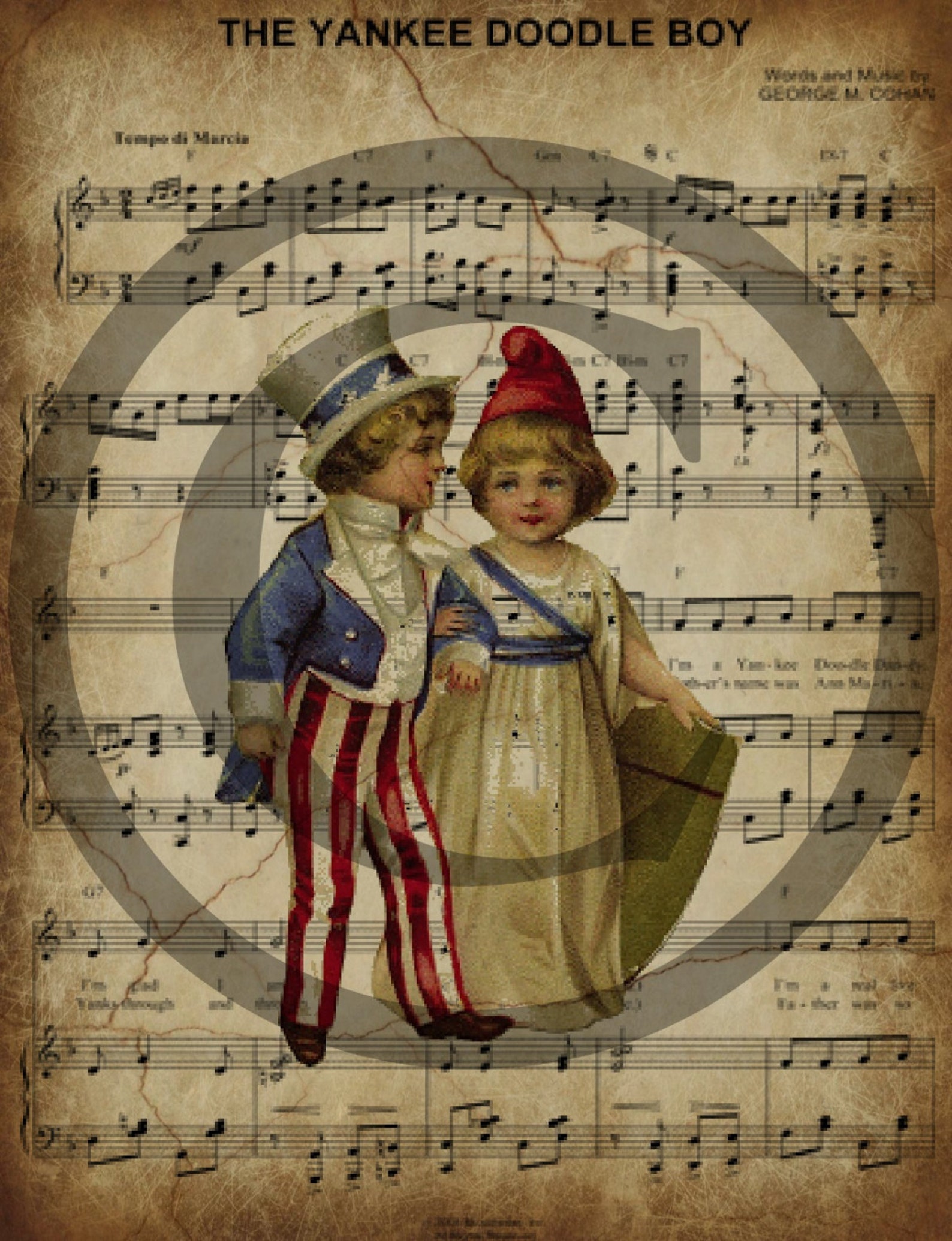 Primitive Patriotic Yankee Doodle Dandy Boy Americana Jpeg | Etsy