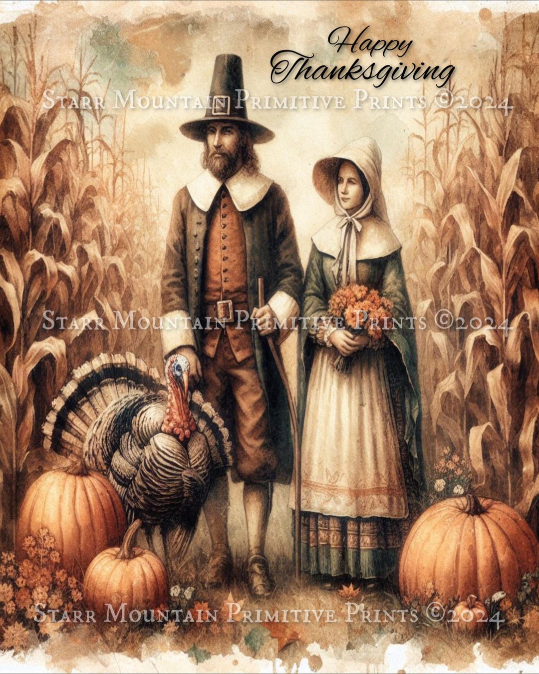 Primitive Fall Thanksgiving Pilgrims Pumpkins Turkey Print Label Jpeg ...