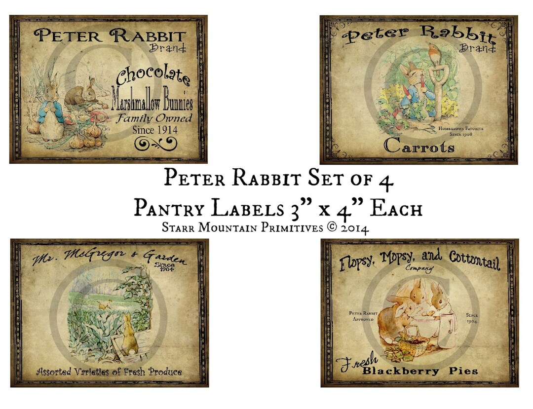 Primitive Vintage Peter Rabbit Flopsy Mopsy Cottontail Mr Mcgregor Jpeg ...
