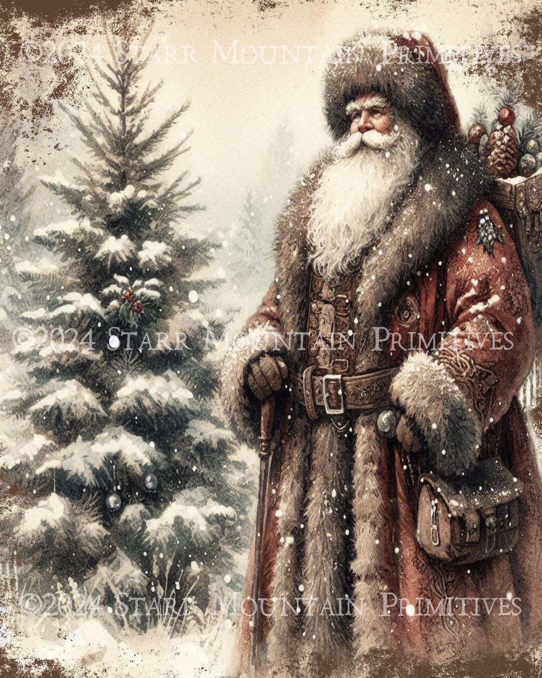 Primitive Farmhouse Old World Santa Claus Christmas Belsnickel Tree ...