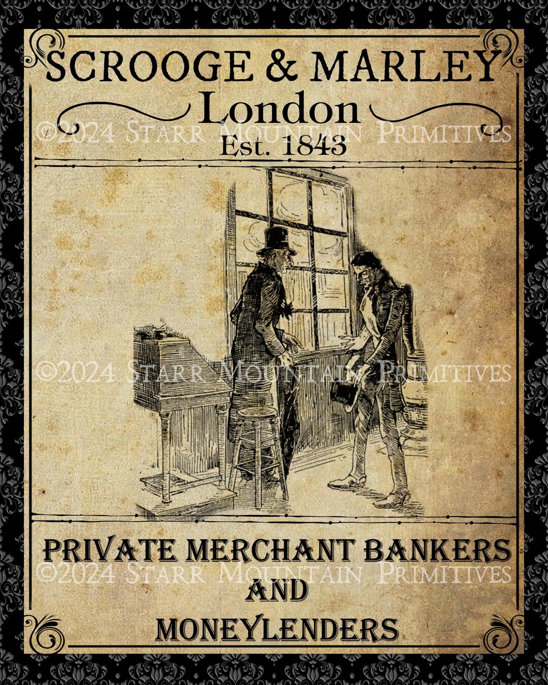 Primitive Vintage A Christmas Carol Scrooge & Marley Printable Pantry ...