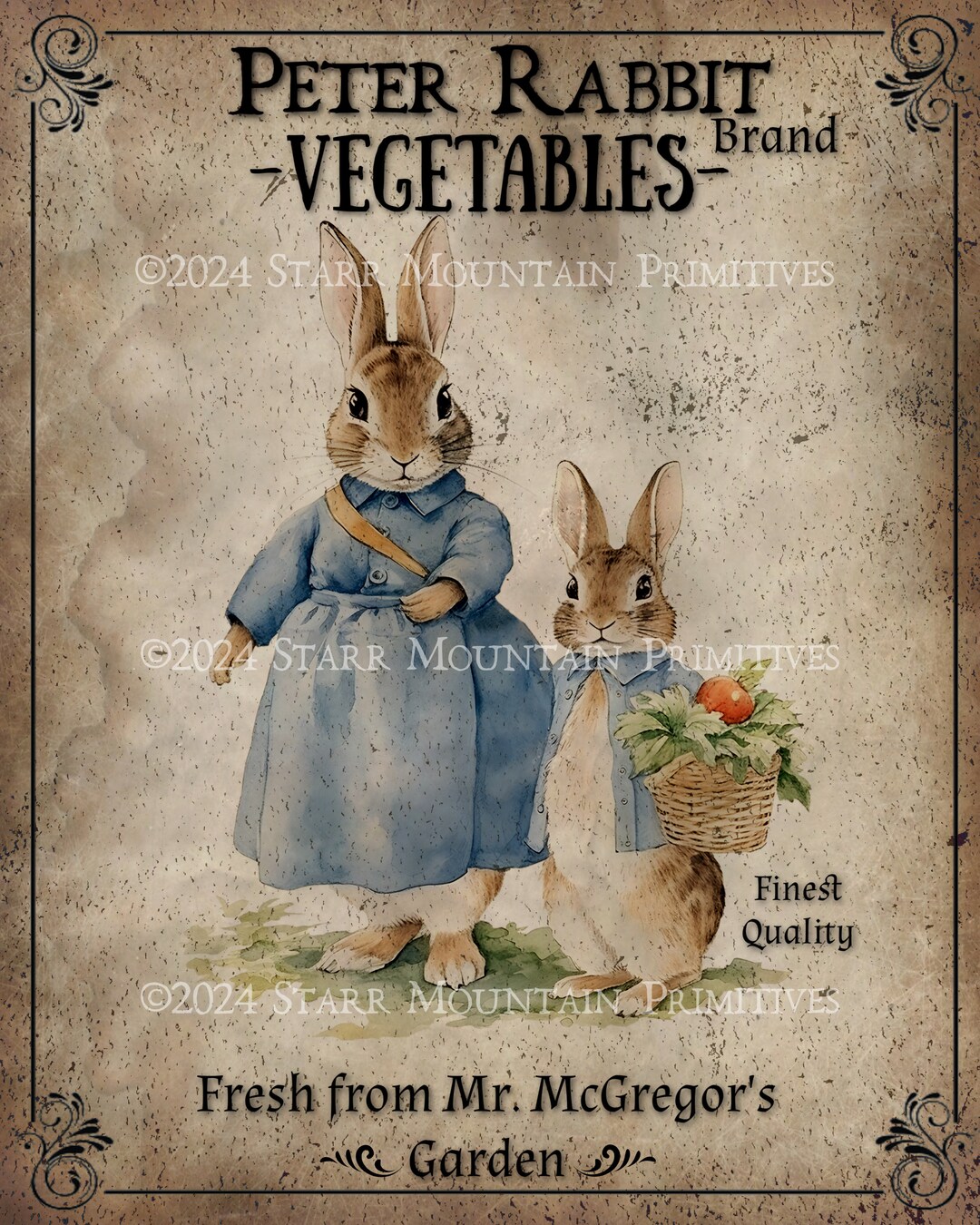 Primitive Vintage Peter Rabbit Brand Vegetables Printable Jpeg 300 DPI ...