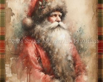 Primitive Farmhouse Old World Santa Claus Christmas Holly Berry Sheep ...