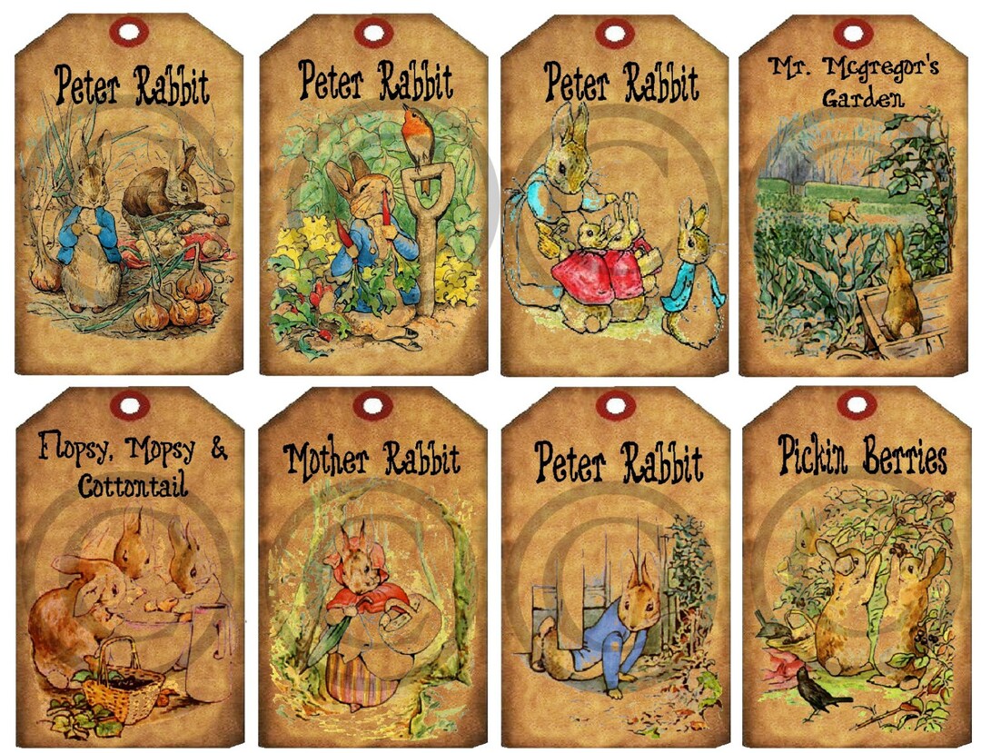 Primitive Vintage Peter Rabbit Jpeg Digital Printable Hang Tags - Etsy