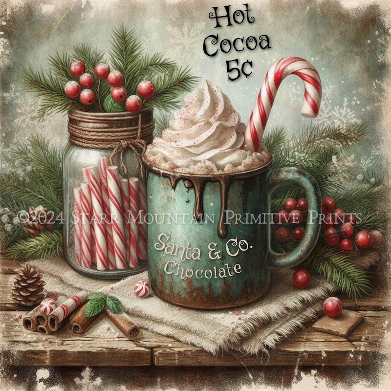 Hot Cocoa Primitive - Etsy