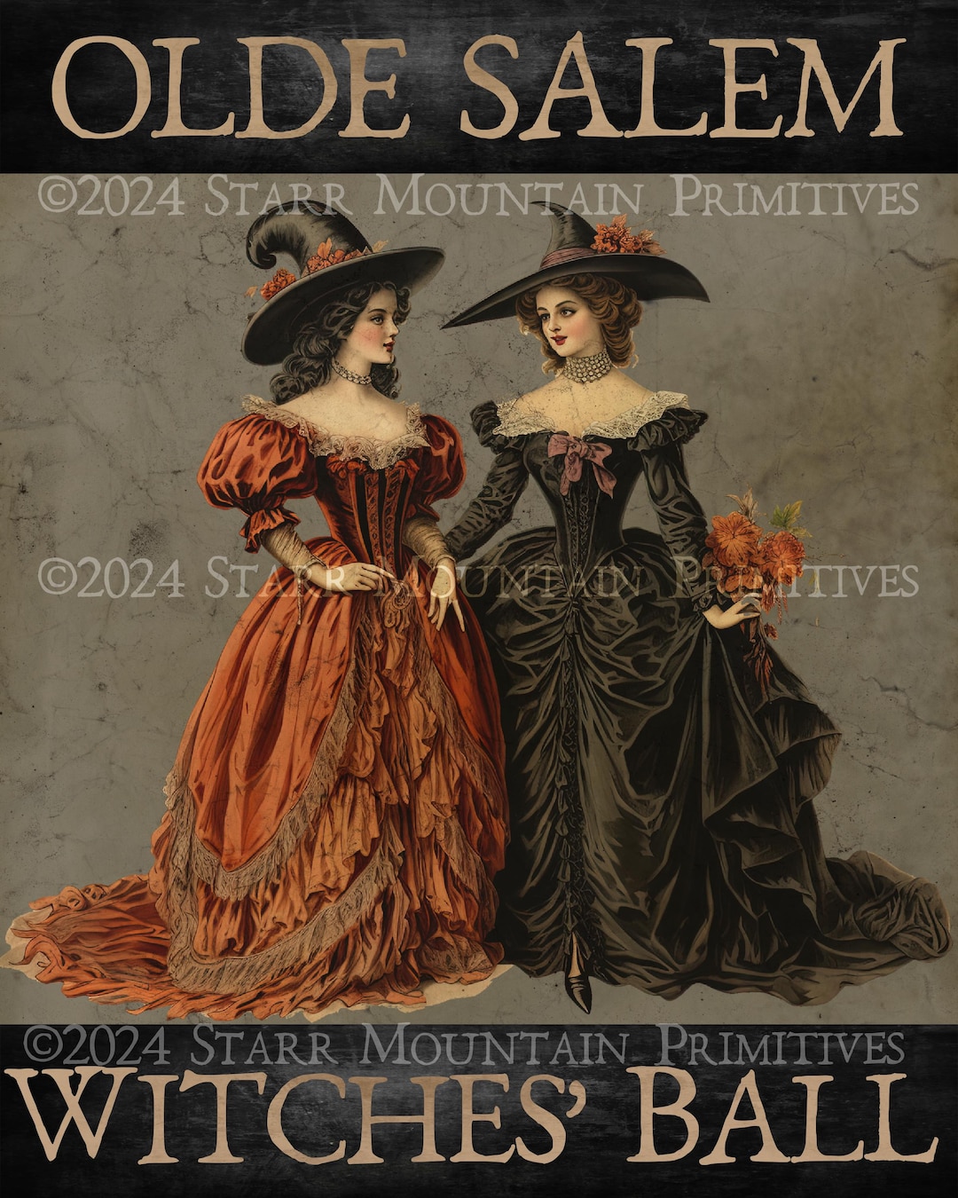 Primitive Colonial Halloween Salem Witches' Ball Tavern Sign Printable ...