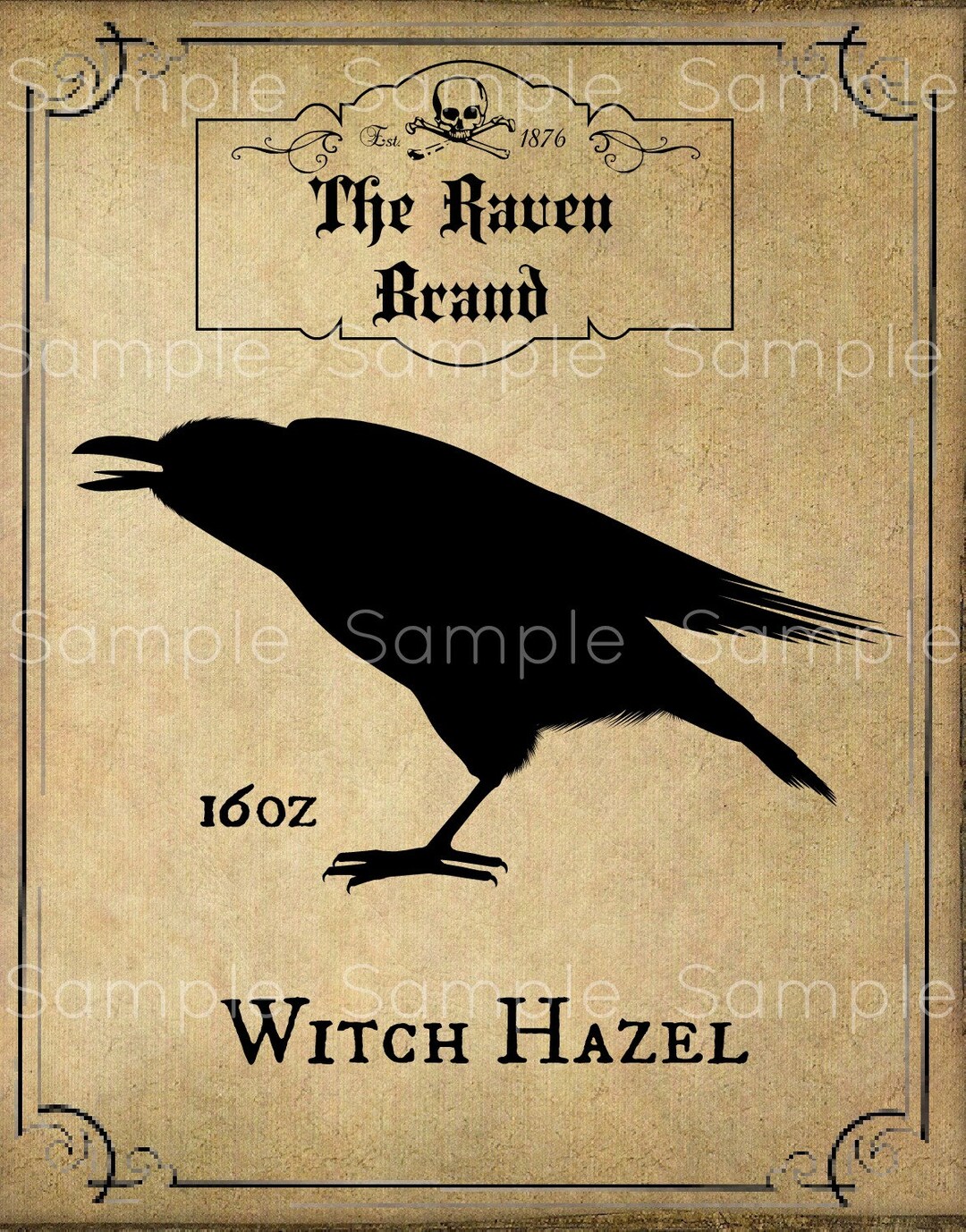 Primitive Witch Hazel Raven Halloween Feedsack Logo Jar Crate Crock ...