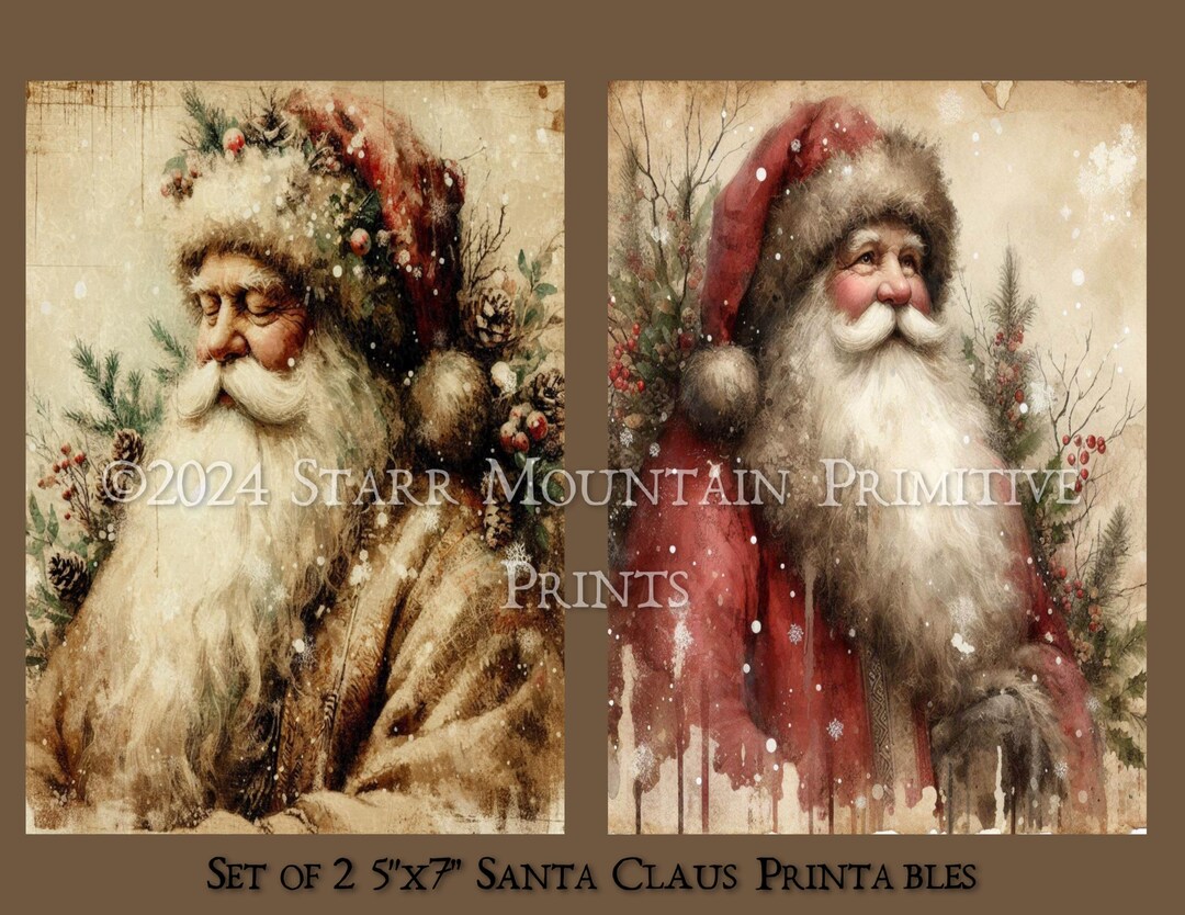 Primitive Farmhouse Old World Woodland Santa Claus Christmas Tree ...