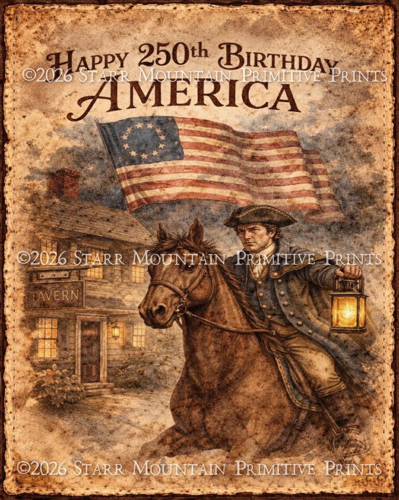 Primitive Patriotic Colonial Paul Revere America's 250th Birthday ...