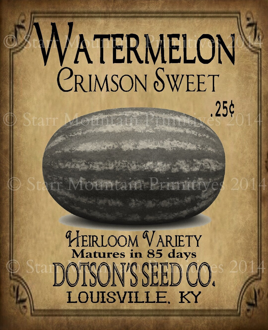 Primitive Watermelon Seed Packet Jpeg Digital Image Feedsack Logo for ...