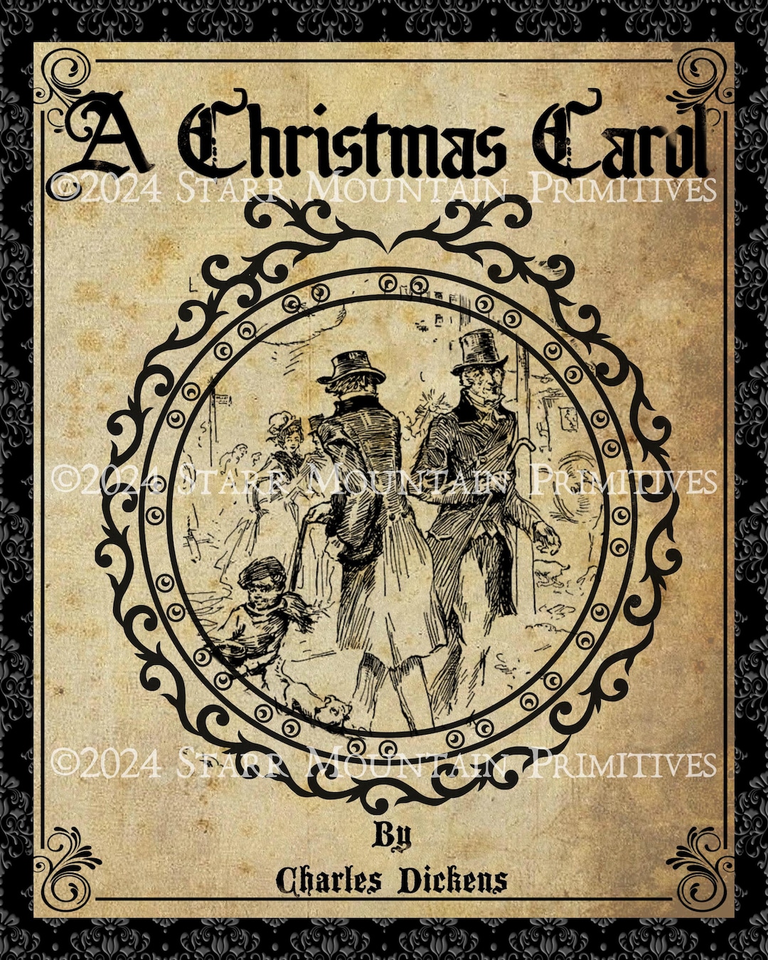 Primitive Vintage A Christmas Carol Charles Dickens Scrooge Pantry Logo ...