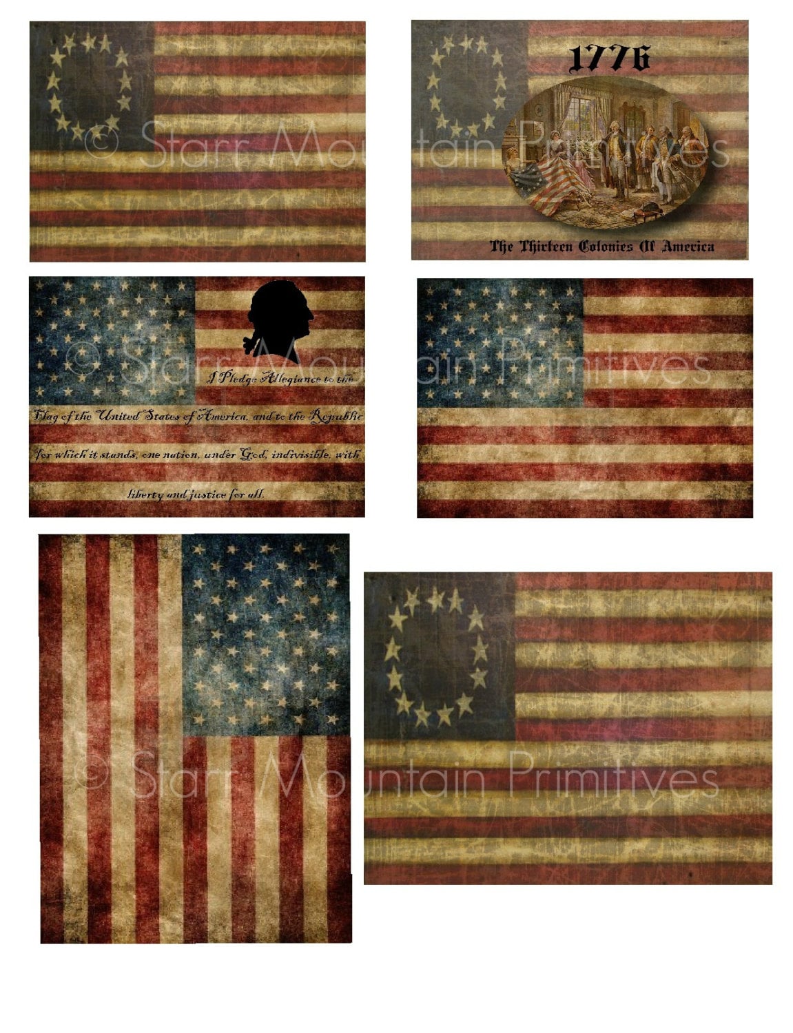 Primitive Americana American Flag Betsy Ross Flag Washington - Etsy