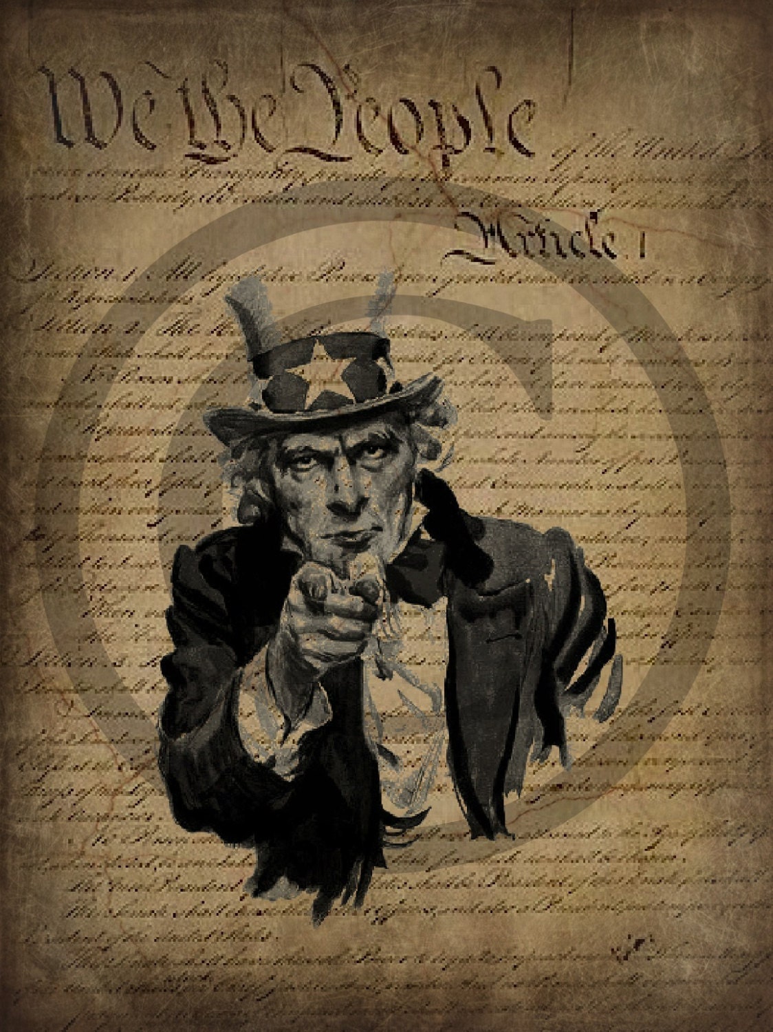 Primitive Constitution Uncle Sam Patriotic Americana Jpeg Digital Image ...