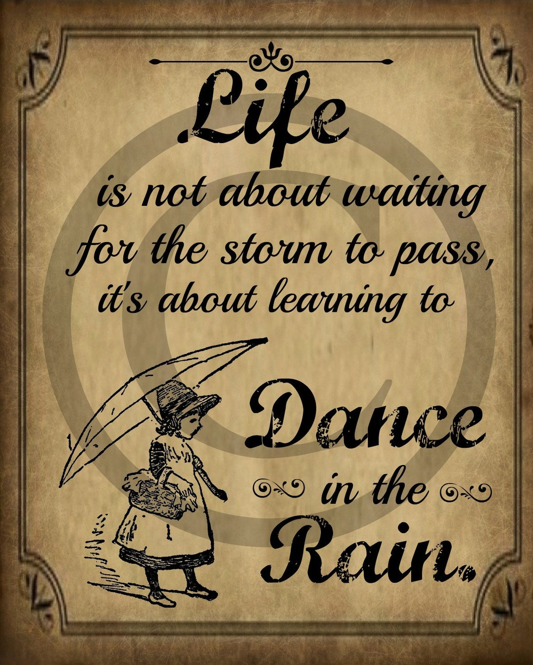 Primitive Life Dance in Rain Quote Jpeg Digital Image Print Feedsack ...