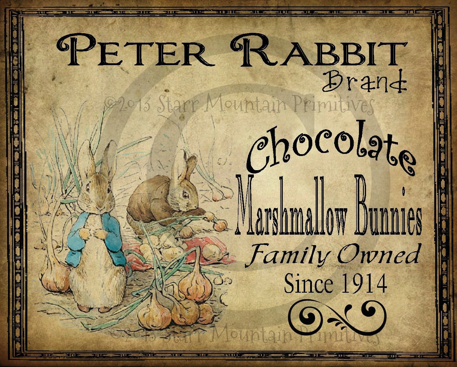 Primitive Vintage Peter Rabbit Printable Jpeg Digital Image - Etsy