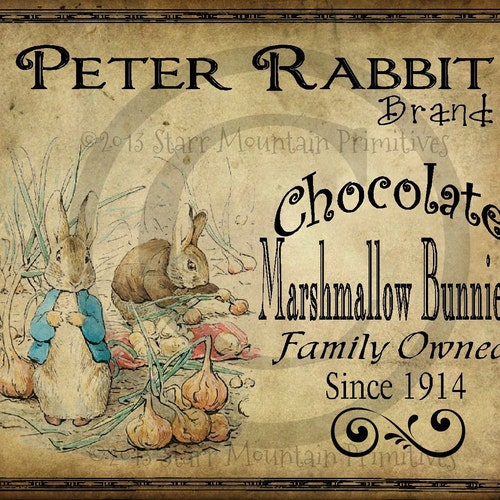 Primitive Vintage Peter Rabbit Printable Jpeg Digital Image - Etsy
