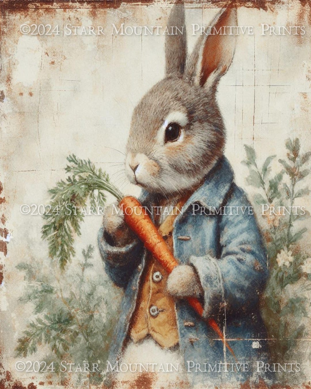 Primitive Farmhouse Peter Rabbit Bunny Hare Carrot Printable Jpeg ...