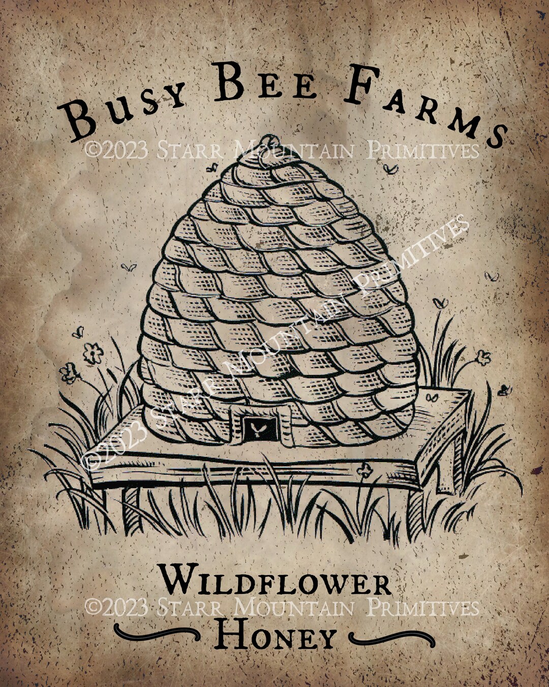 Primitive Busy Bee Farms Honey Bee Skep Pantry Logo Jpeg Digital File ...