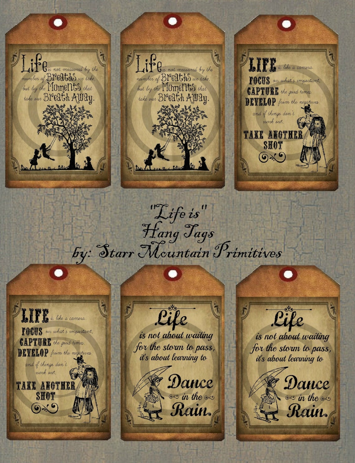 Primitive "life Is" Quote Quotes Jpeg Digital Hang Tags - Etsy