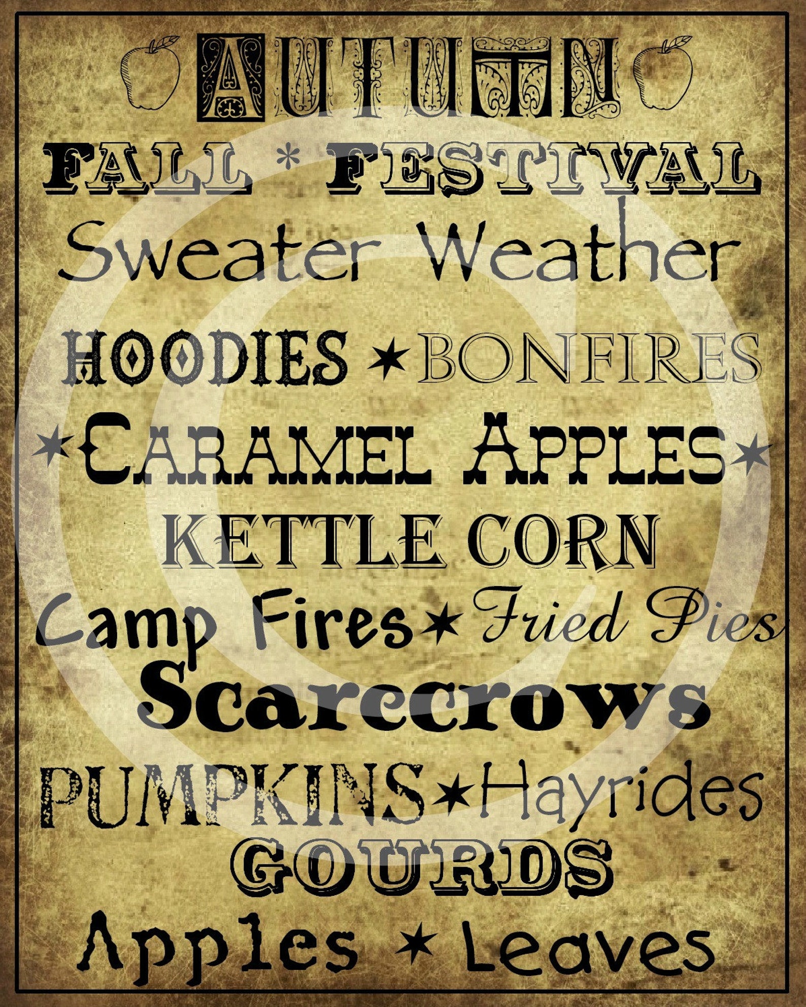 Primitive Autumn Fall Sayings Word Art Typography Label Pantry - Etsy